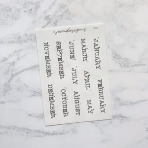 CLEAR Month Stamp Typewriter Font Stickers, Transparent Functional ...