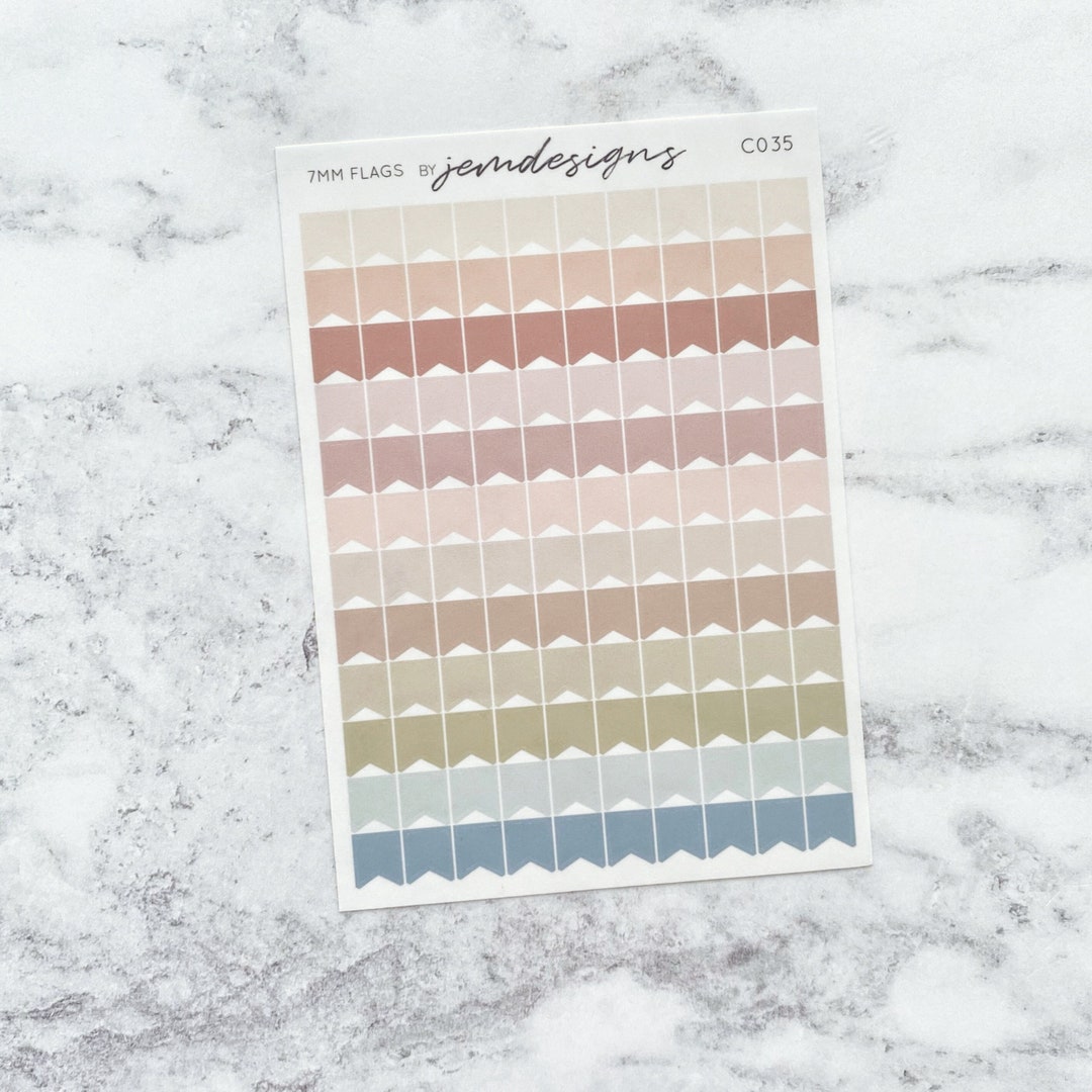 CLEAR 7mm Flags Neutral Stickers, Transparent Functional Planner ...