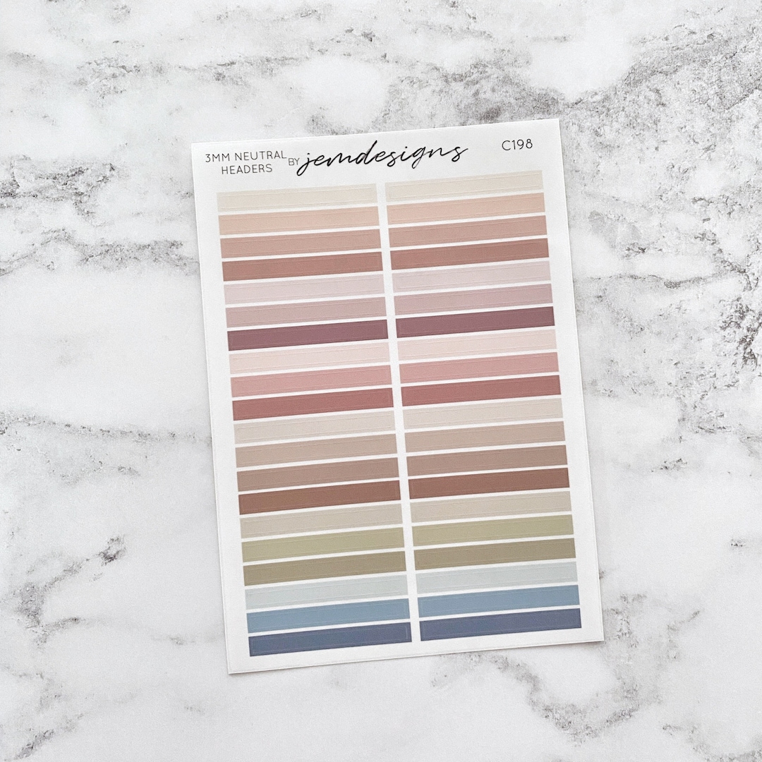 CLEAR 3mm Headers,neutral Earth Tone Stickers, Thin Header Stickers ...