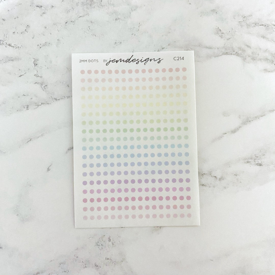 CLEAR 2mm Micro Dots, Pastel Rainbow Stickers, Tiny Mini Stickers ...