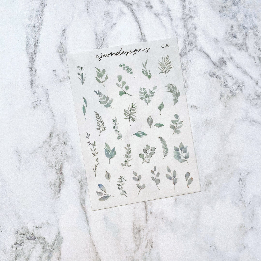 CLEAR Green Leaves Deco Stickers, Transparent Greenery Decorative Mini ...