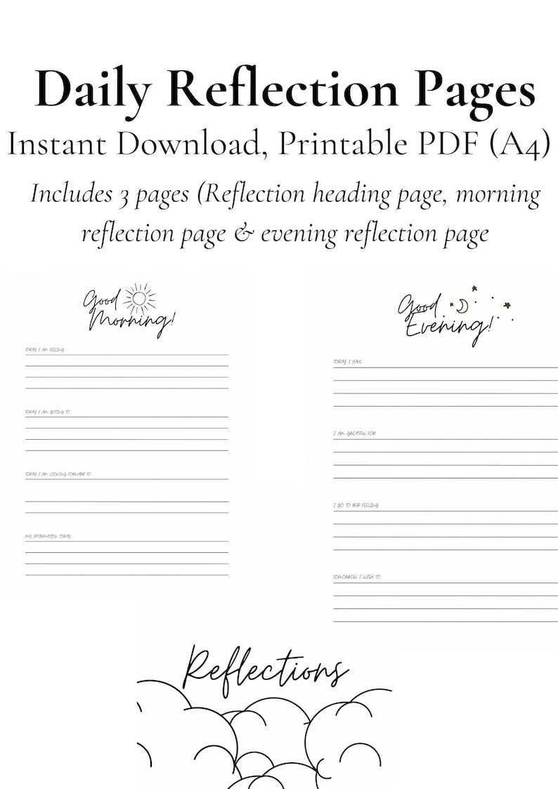Daily Reflections Printable PDF morning & Evening Sheets - Etsy