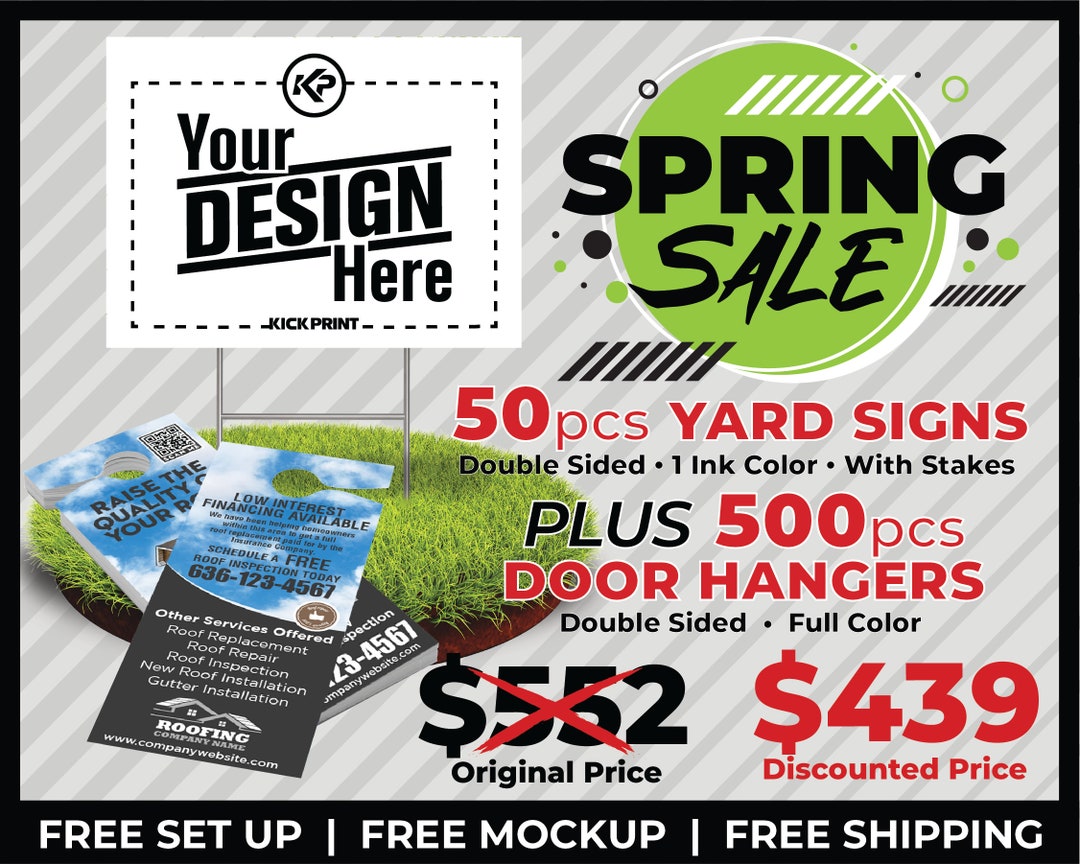 50 Yard Signs 500 Full Color Door Hangers With Free Shipping - Etsy
