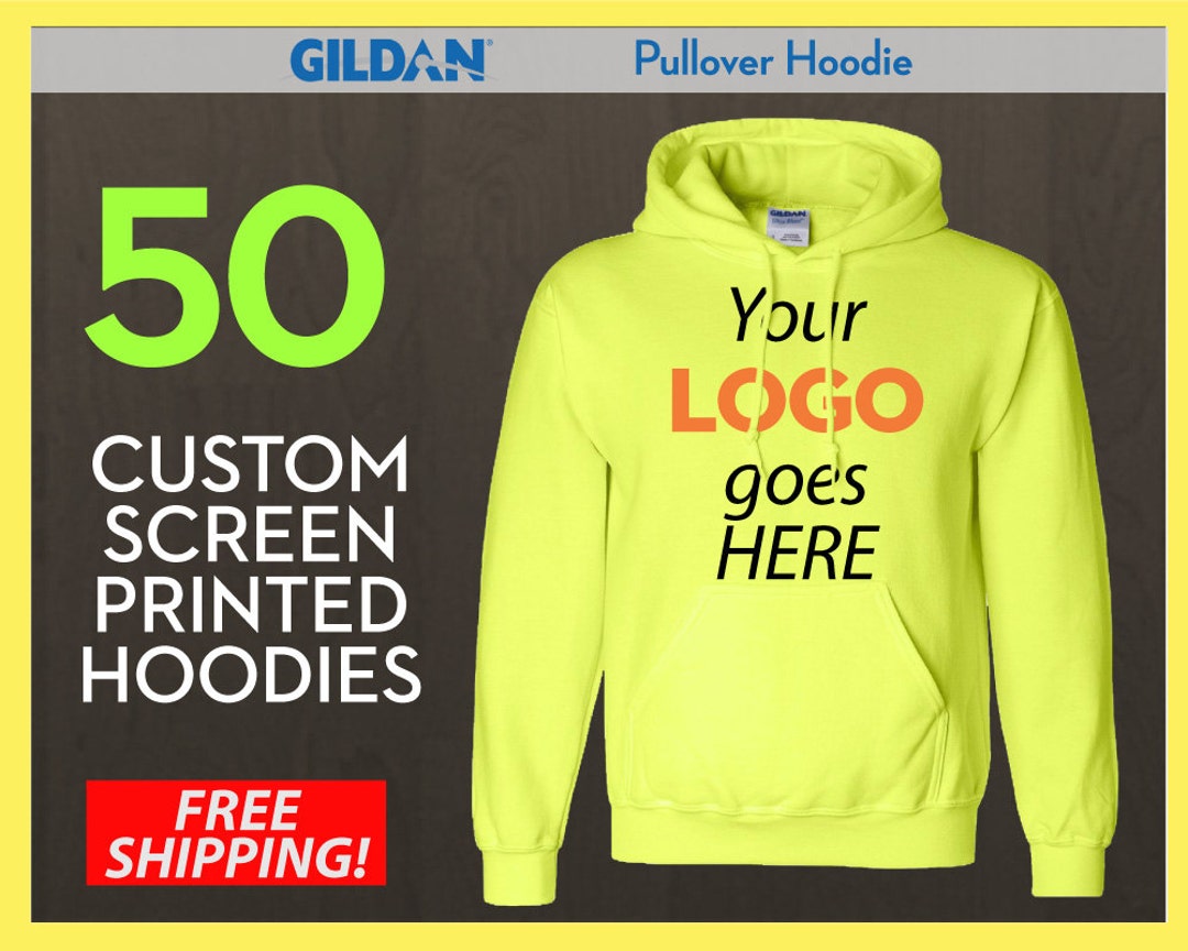 50 Custom Screen Printed Pullover Hoodies - Etsy