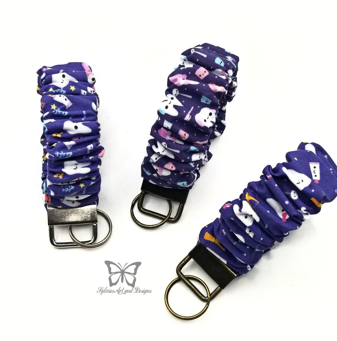 Keychain Scrunchie Wristlet/dental Scrunchie Wristlet/scrunchie Keyfob ...