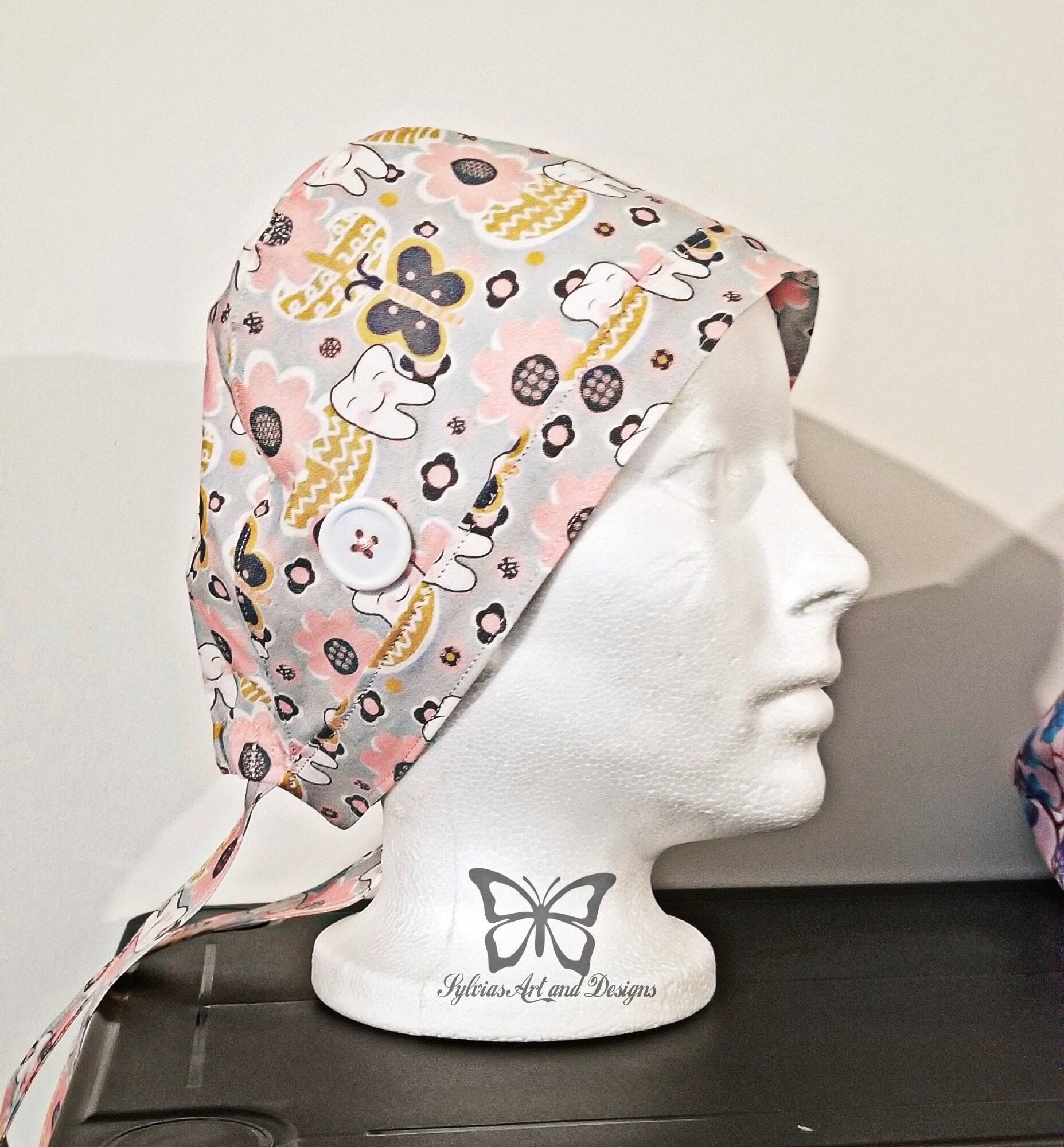 Pink Bloom Dental Scrub Caps/surgical Caps/dental Scrub - Etsy