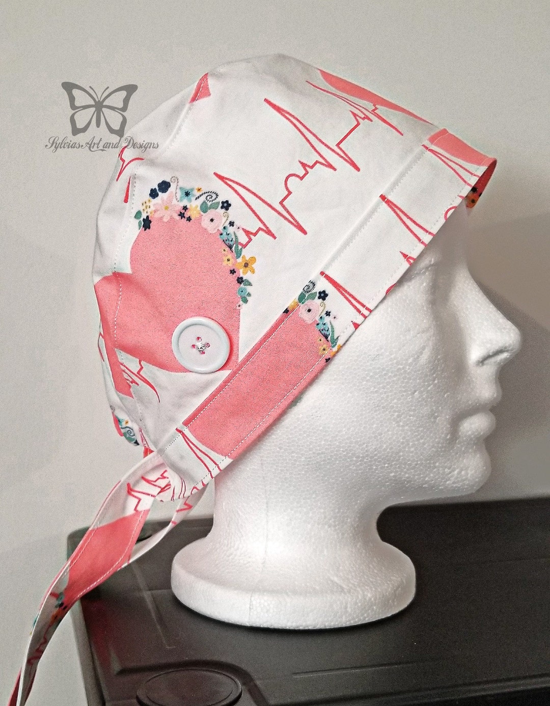 EKG Heart Print Scrub Cap/medical Scrub Caps/surgical Caps/dental Scrub ...