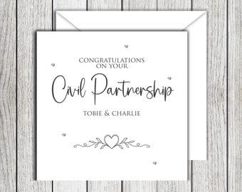 Legally Entwined Civil Partnership and Wedding Card, Modern Wedding ...