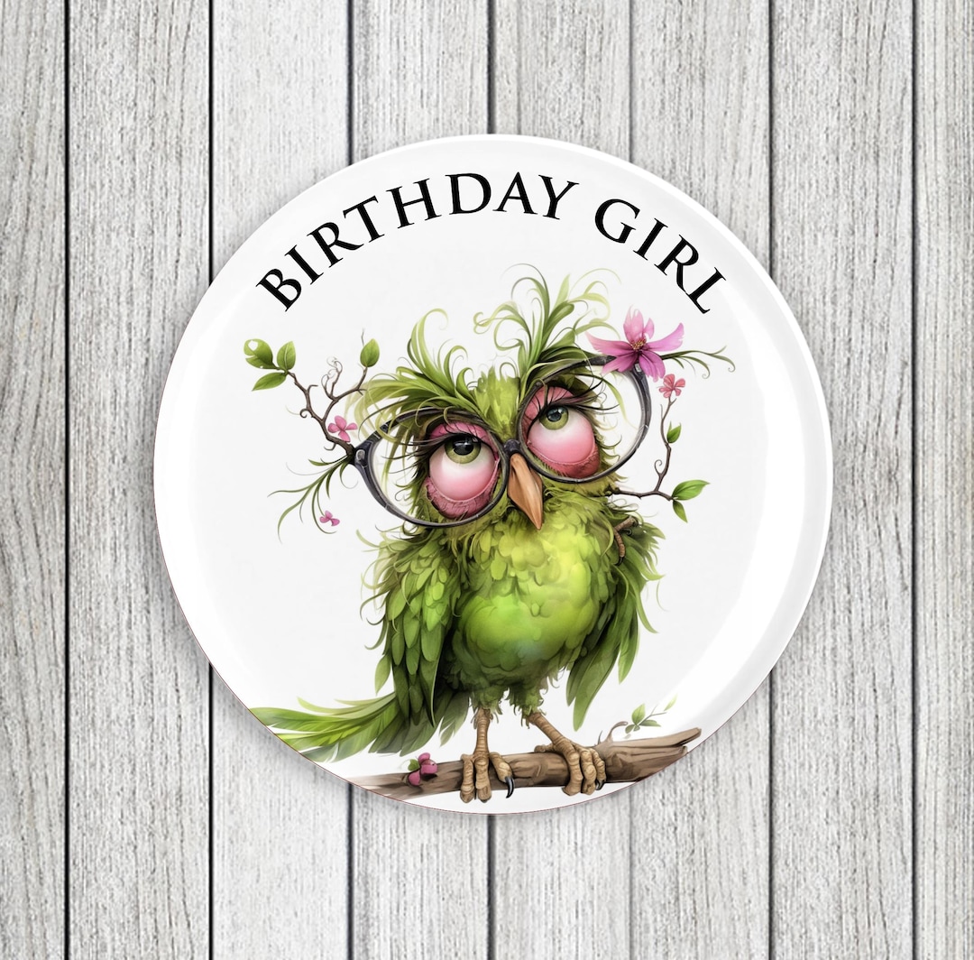 Green Quirky Birthday Girl Birthday Badge 58mm - Etsy