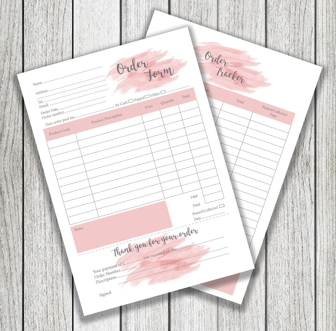 Order Form/order Tracker Watercolour Printable Form, PDF FILE, Office ...