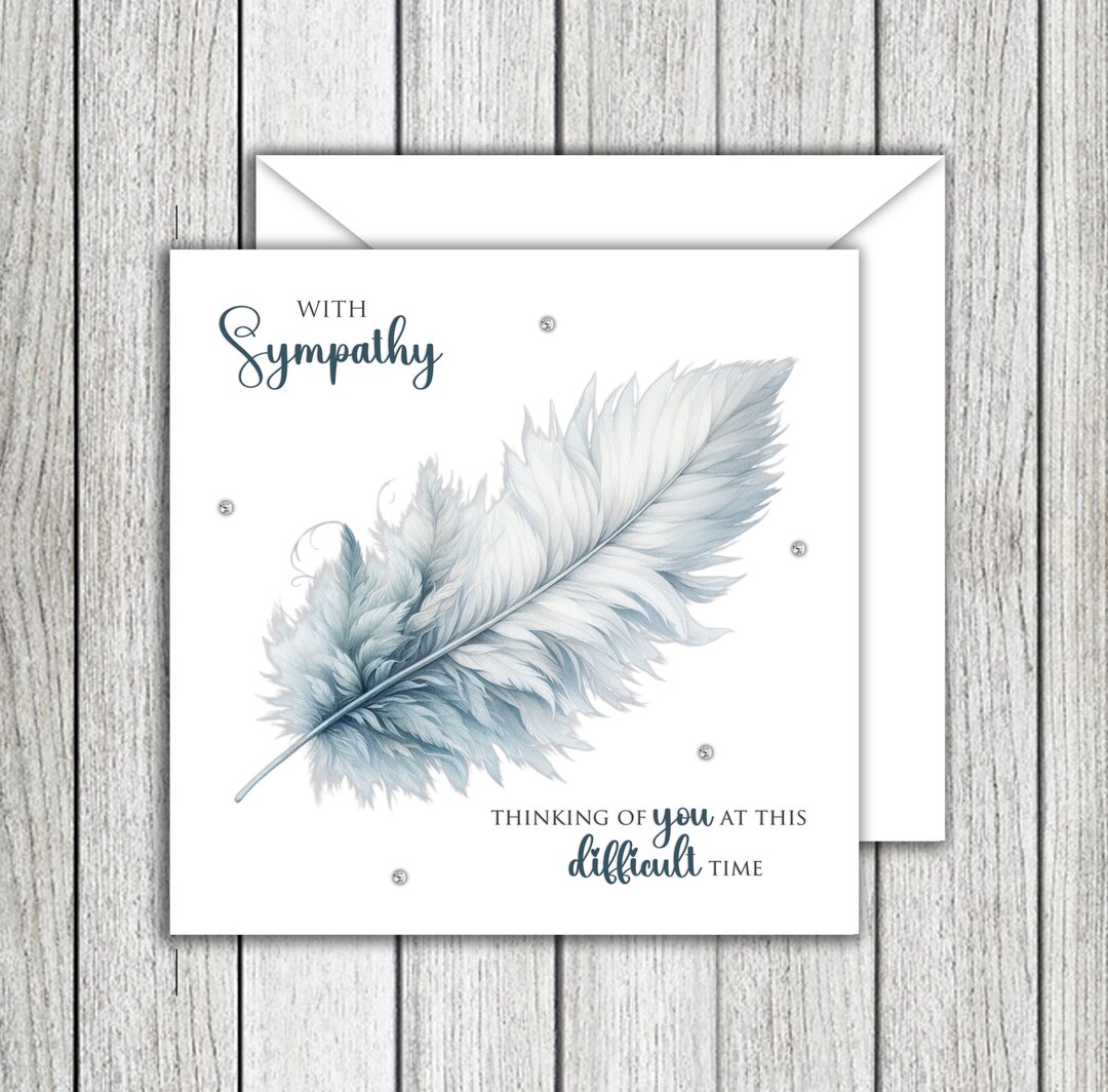 Feather Sympathy Card - Etsy