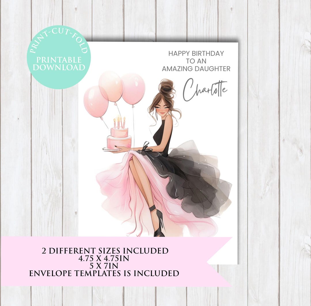 Birthday Balloons Female Card, Printable Female Birthday Card, Female ...