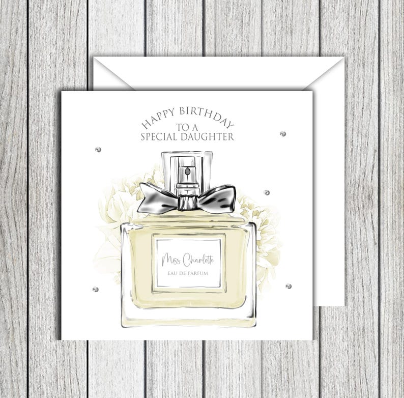 Flowers & Perfume Birthday Card - Etsy