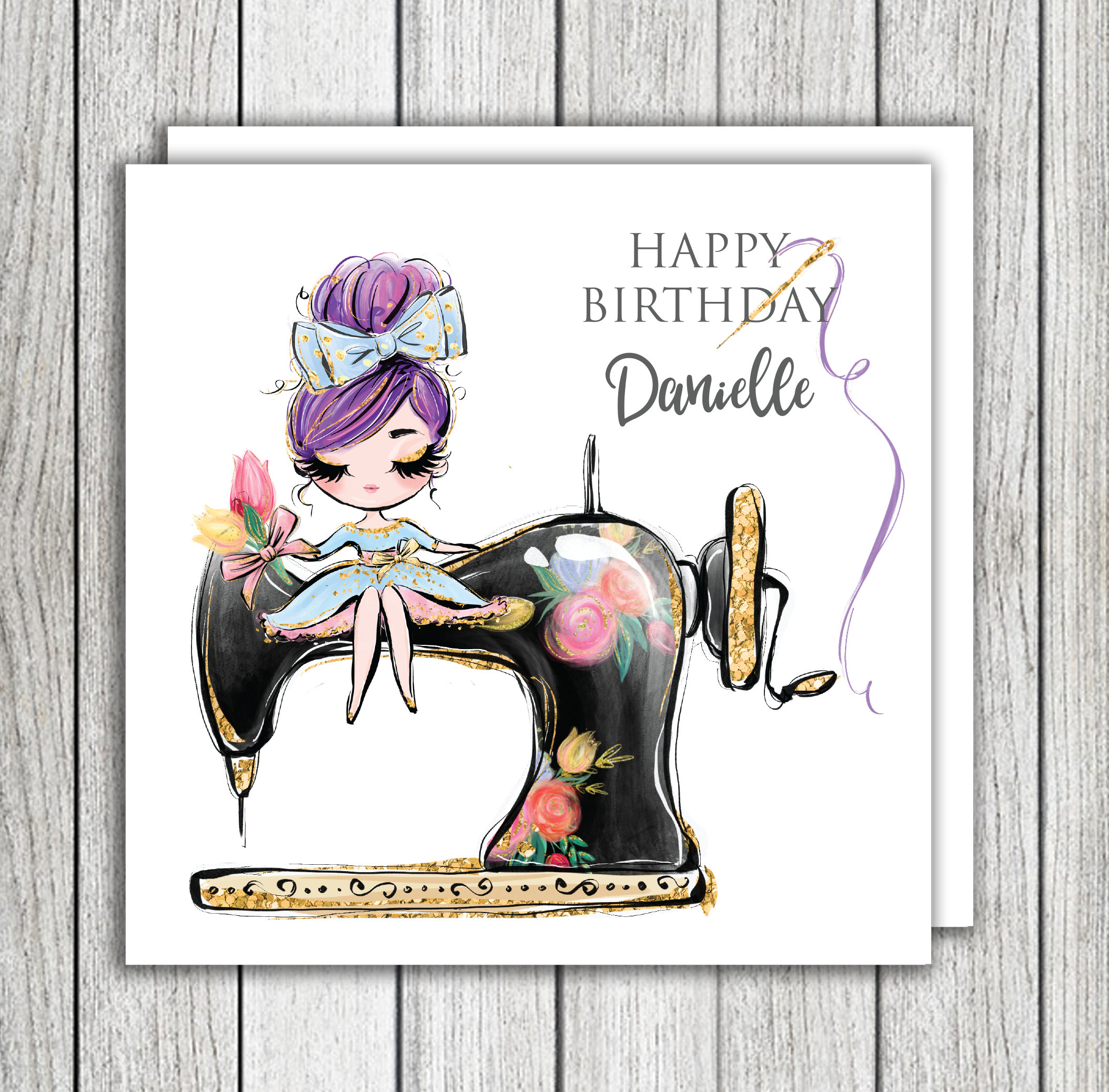Female Sewing Birthday Card - Etsy UK