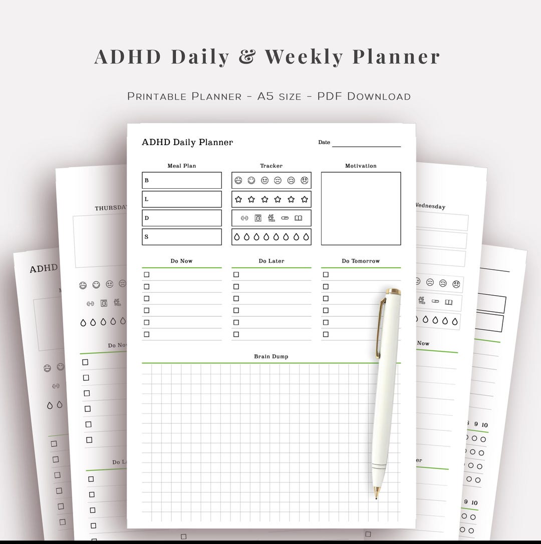 ADHD Daily & Weekly Planner Printable Pages - Etsy