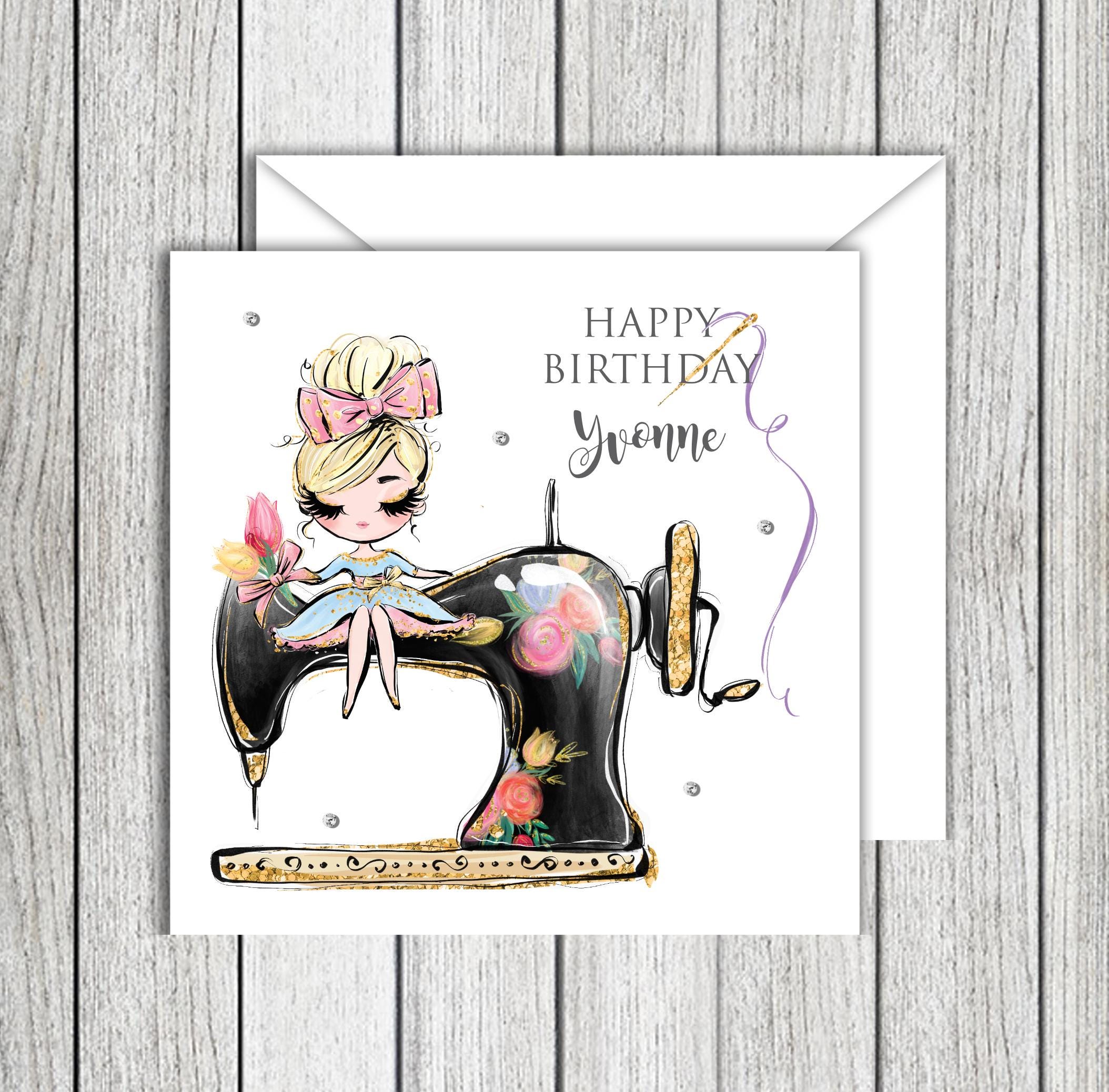 Female Sewing Birthday Card - Etsy UK