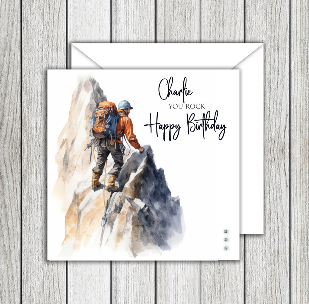 Happy Birthday Mountain Climber Card - Etsy