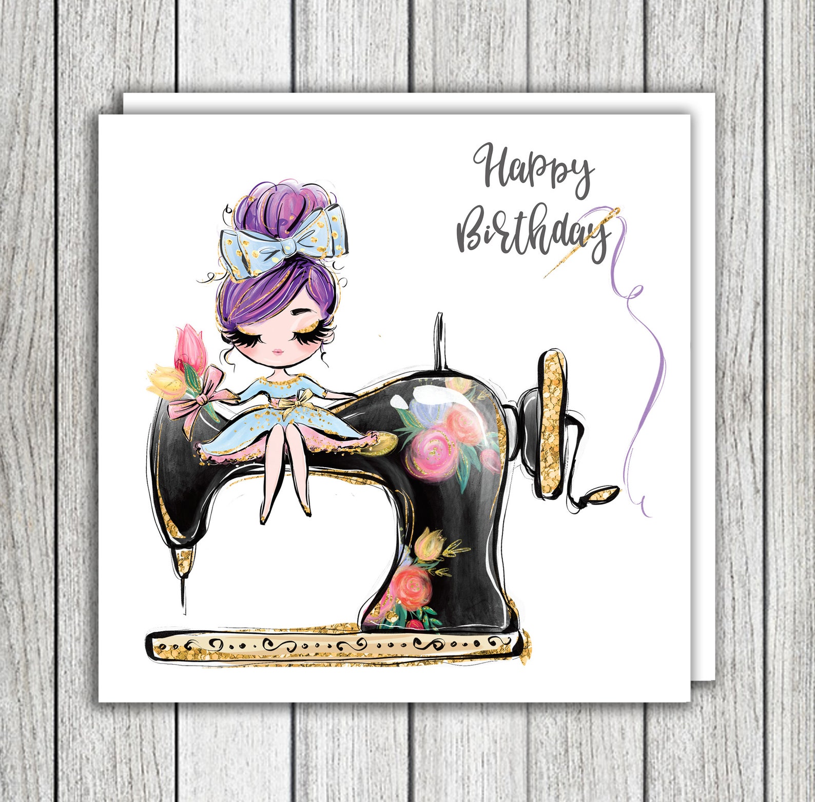 Female Sewing Birthday Card - Etsy UK