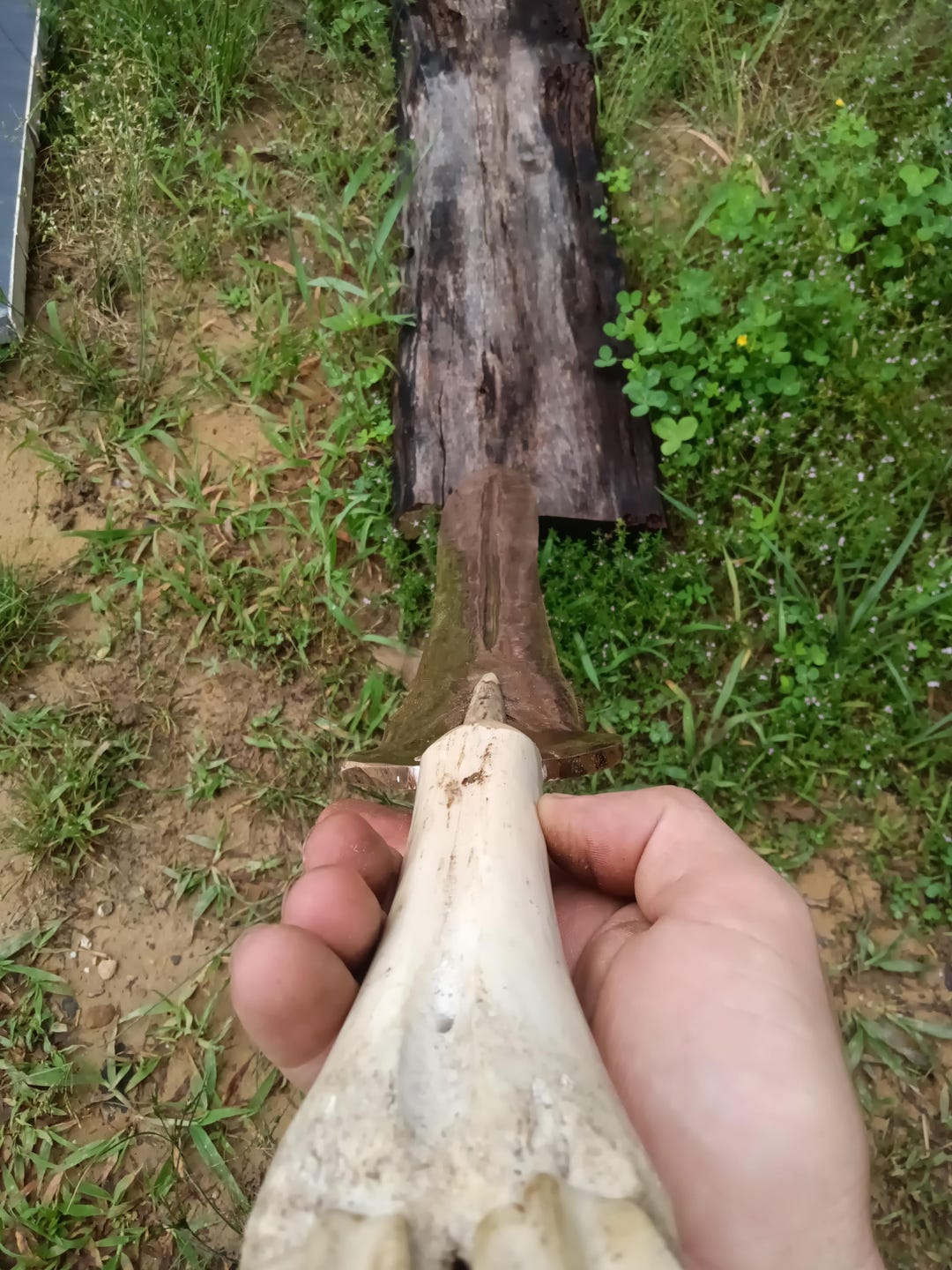 Highly Engraved Bronze Sword W/ Deer Antler & Cow Bone Handle / Great ...