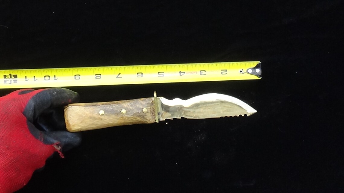 Brass Knife W/ Zebra Wood Handle (hidden Tang) - Etsy