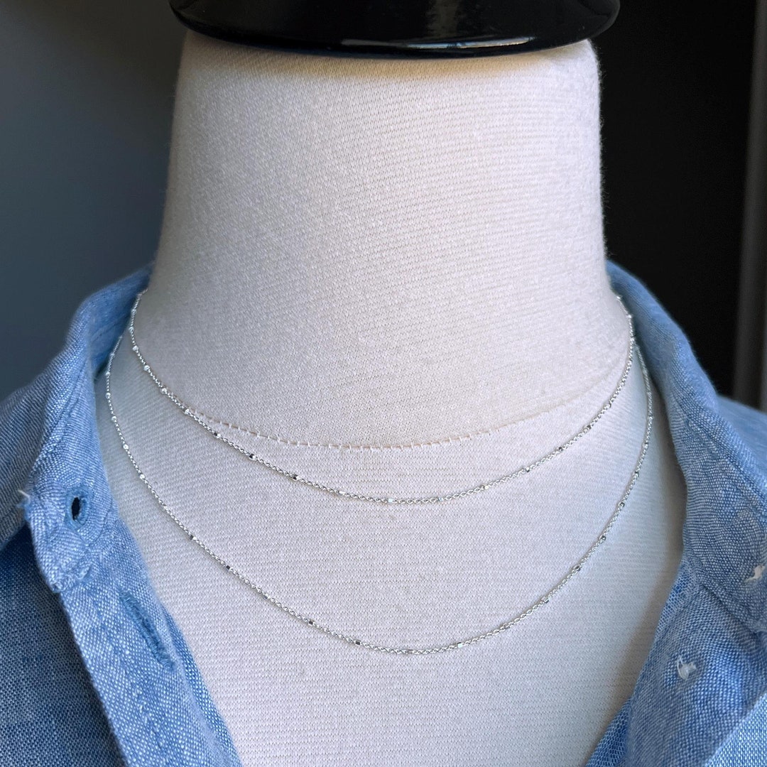 Dainty Sterling Silver Satellite Necklace, Layered Silver Chain ...