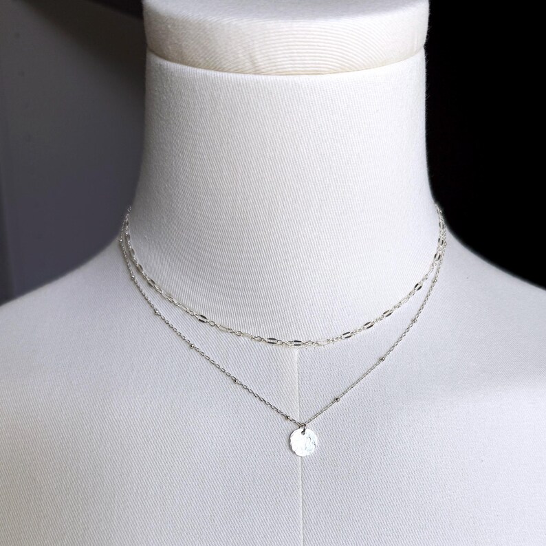 Dainty Sterling Silver Layered Necklace Set, Minimalist Chain - Etsy