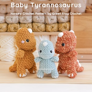 Bundle 3 in 1 No Sew Dinosaur Amigurumi Brontosaurus, T-rex & Low Sew ...