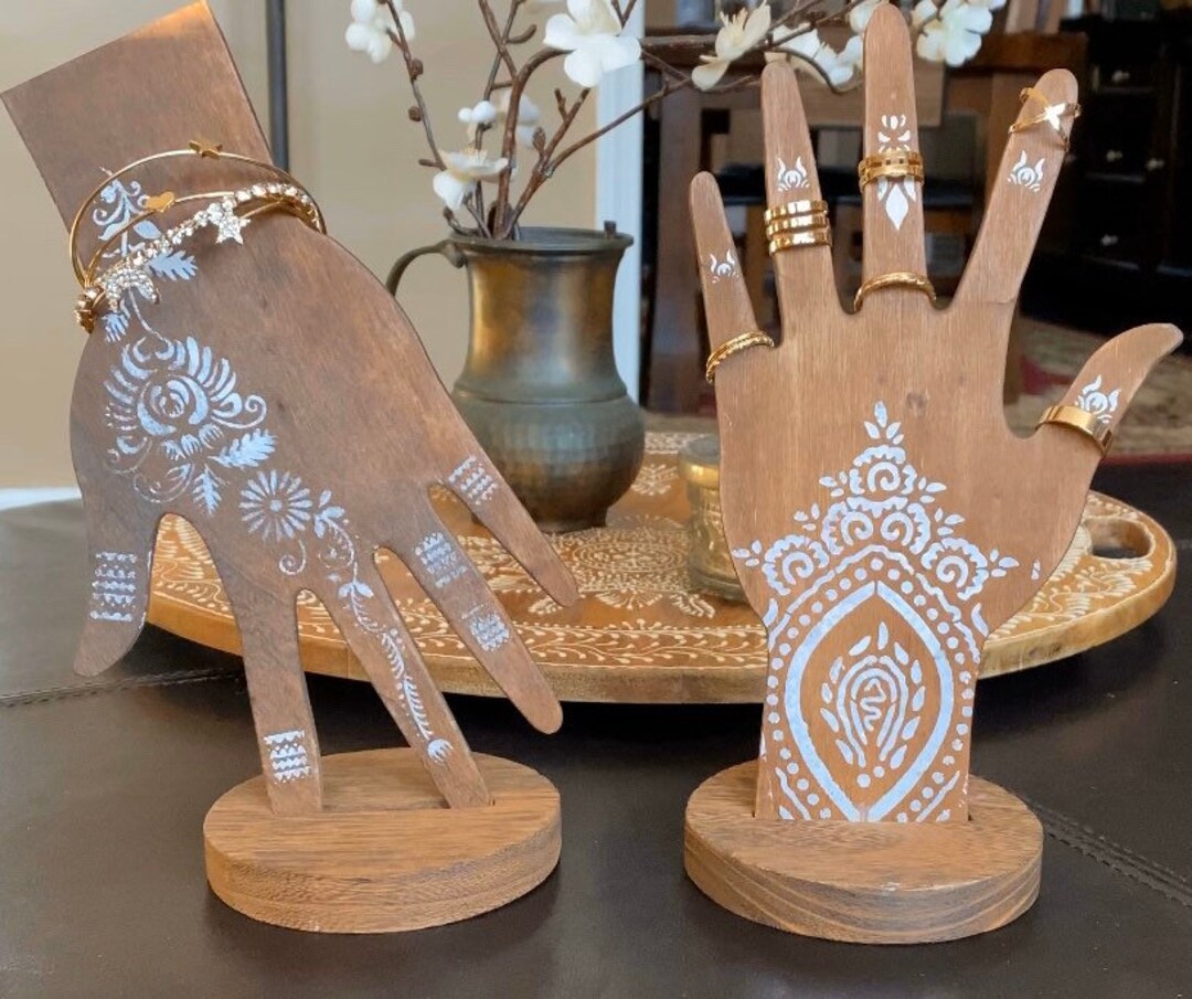 Henna Hands Jewelry Stands Set of 2 - Etsy