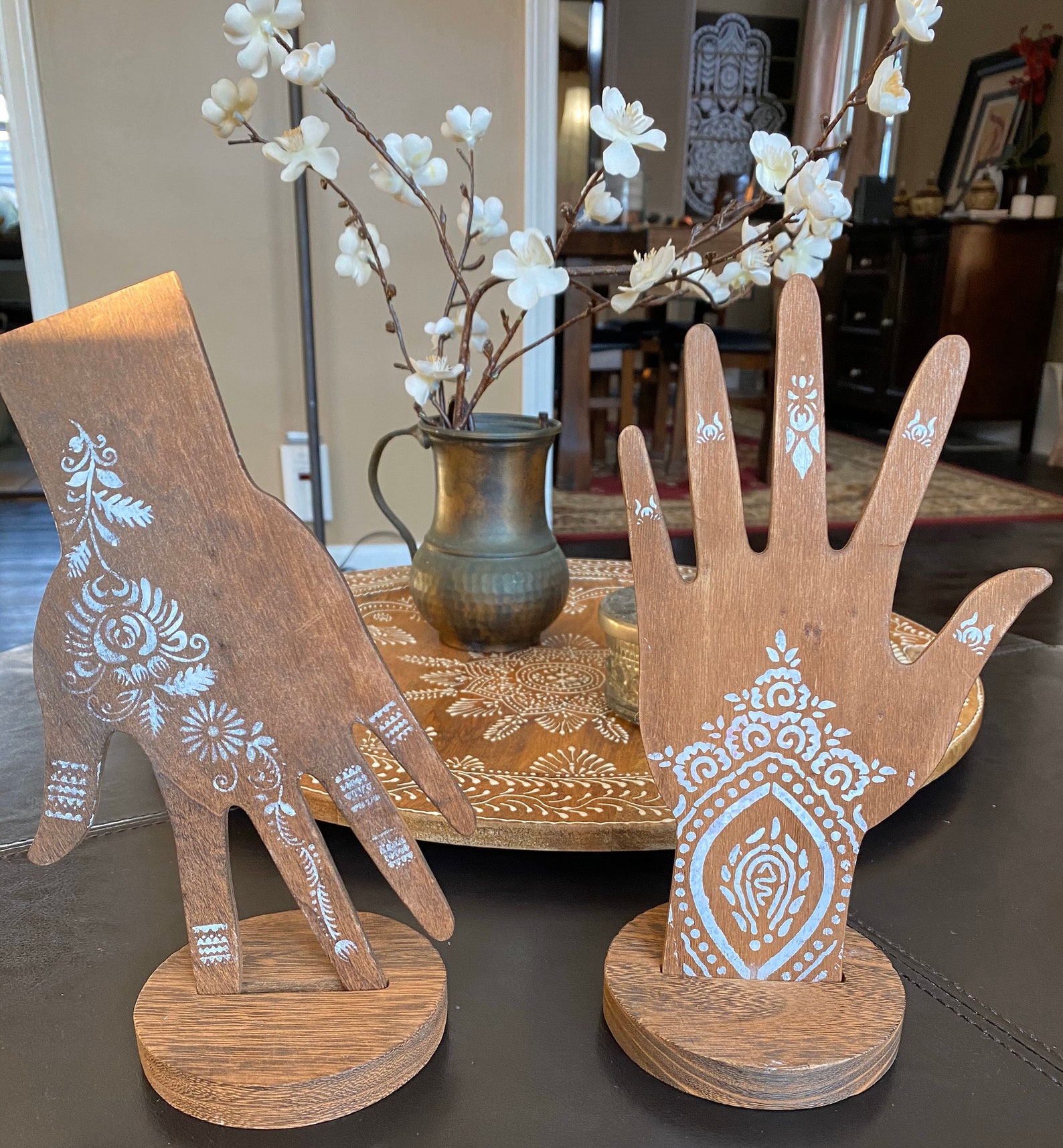 Henna Hands Jewelry Stands Set of 2 - Etsy
