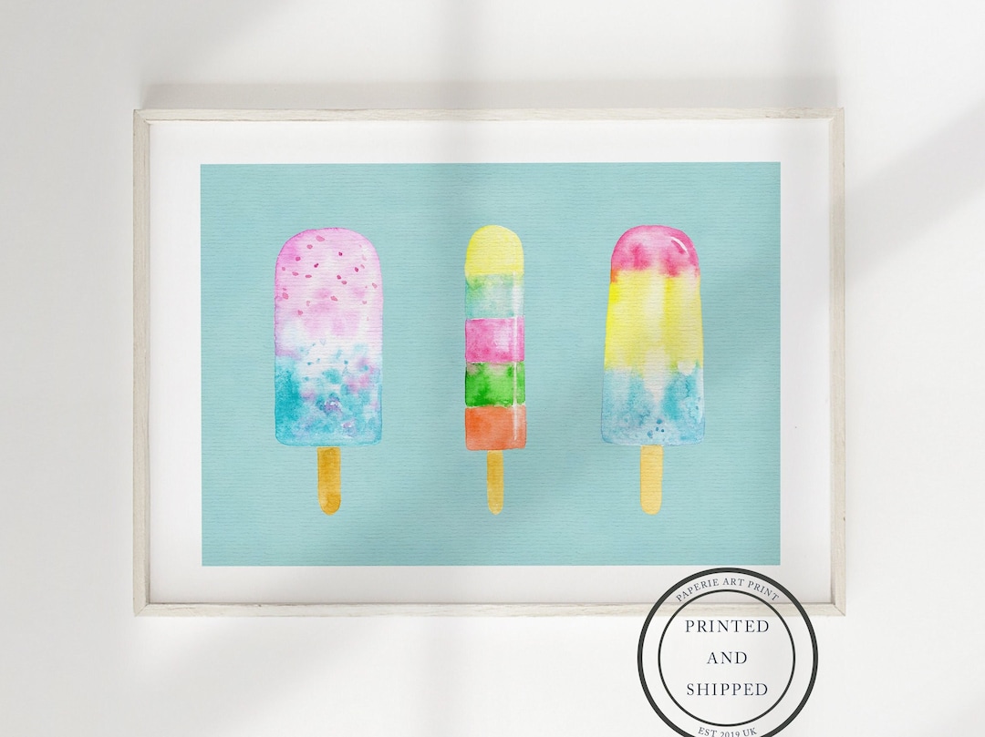 Ice Lolly Print | Watercolor Art | Home Decor | Summer Wall Art | Ice ...