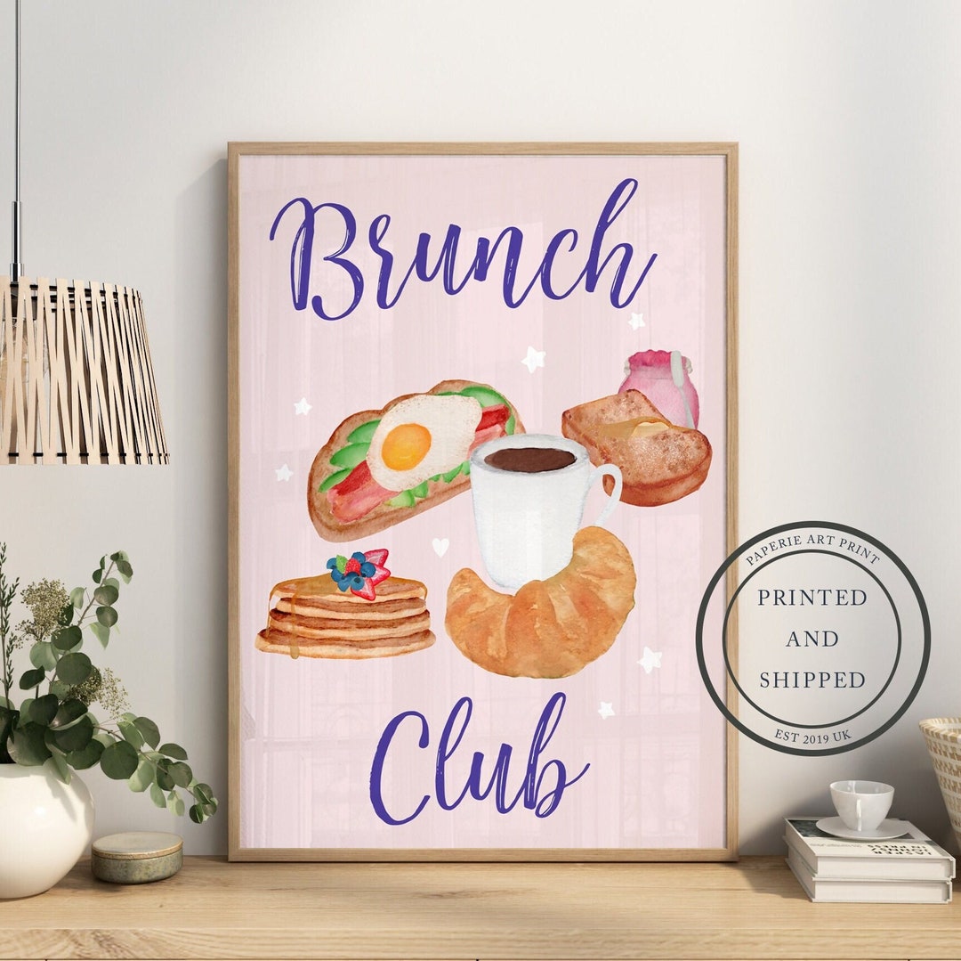 Brunch Club Print | Bacon and Eggs Print | Breakfast Wall Art | Wall ...
