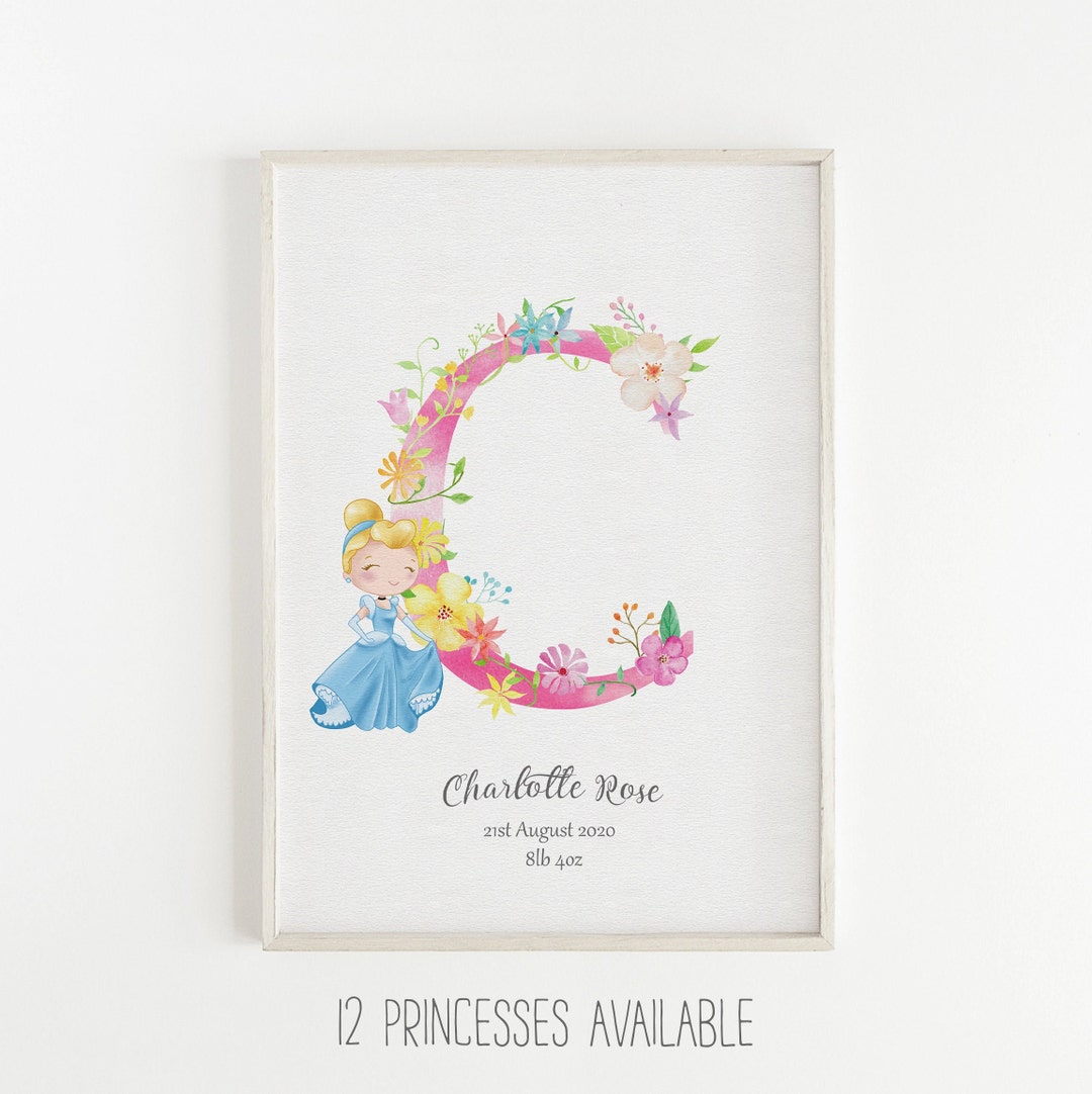 Princess Nursery Prints | Baby Name Print | Nursery Princess Art ...