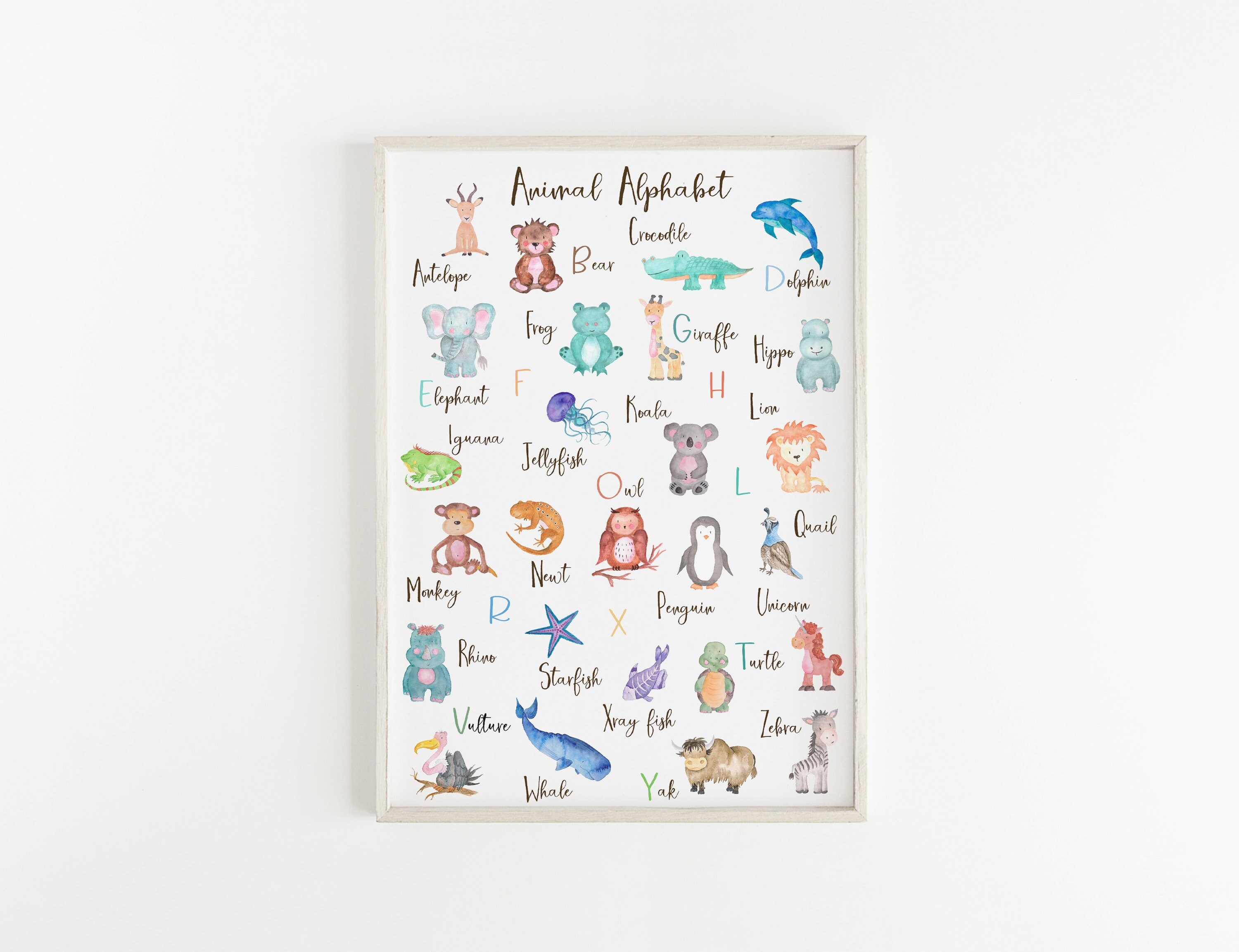 Animal Alphabet Print Animal ABC Art Printable Wall Art - Etsy