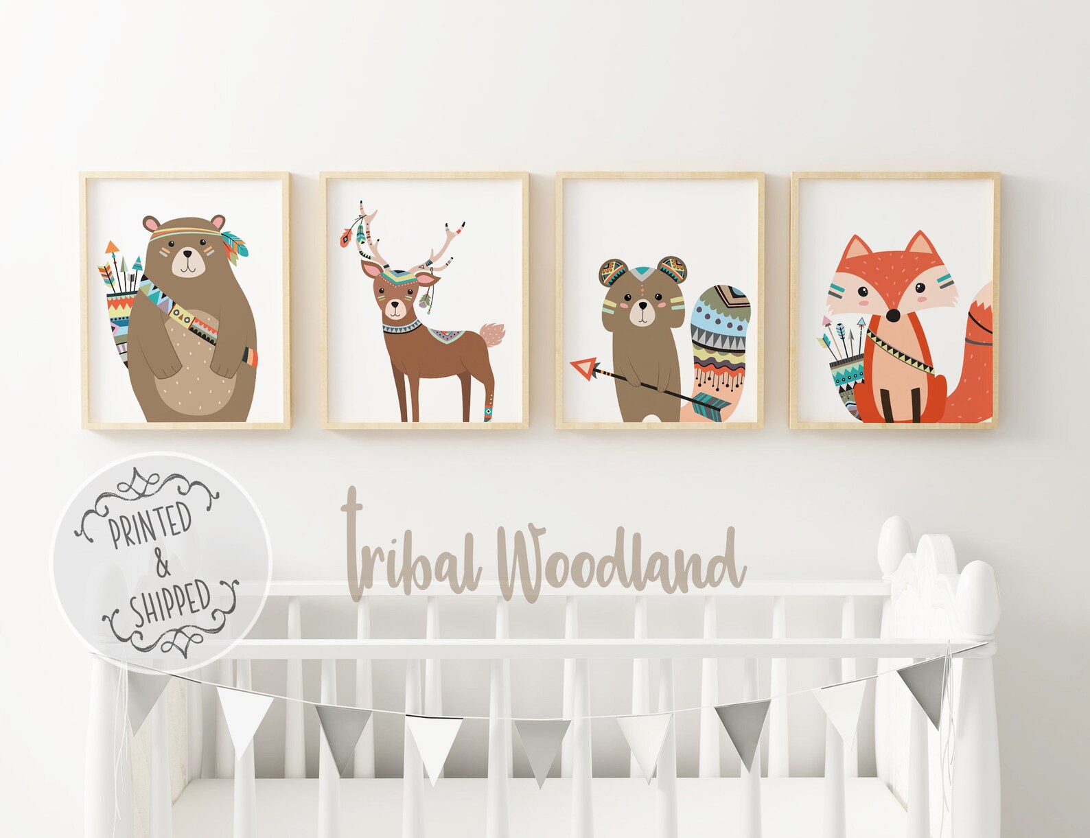 Tribal Woodland Animals Print | Woodland Art | Animal Nursery Decor ...