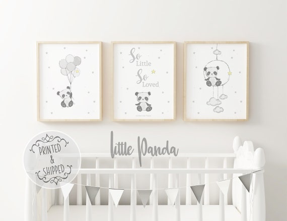 Panda Nursery Prints Nursery Animals Art Baby Name Print | Etsy