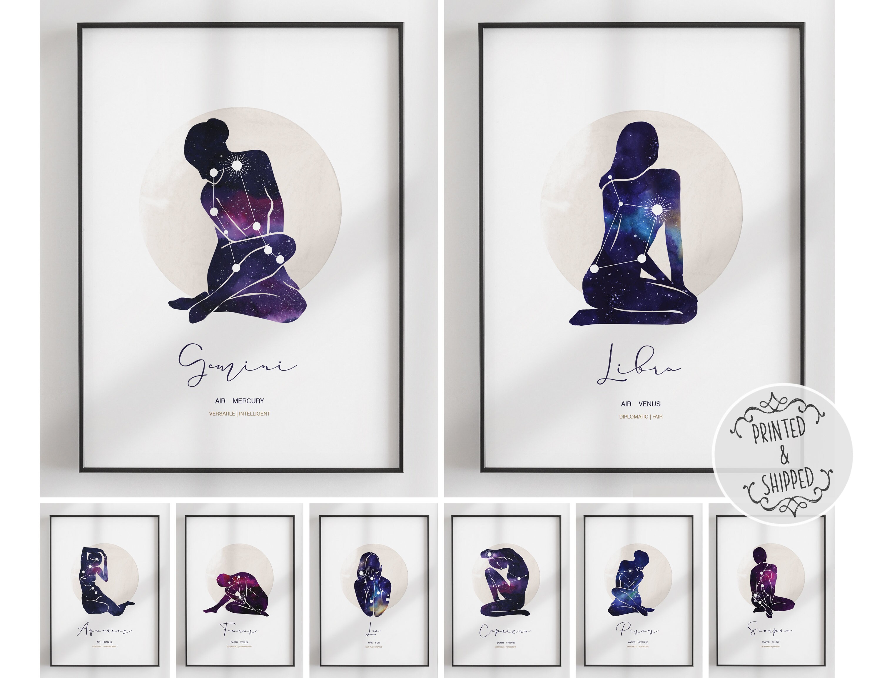 Star Sign Print Zodiac Print Home Decor Birthday Prints - Etsy
