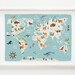 Animal World Map Print - Map Wall Art - Educational Print - Baby Decor ...