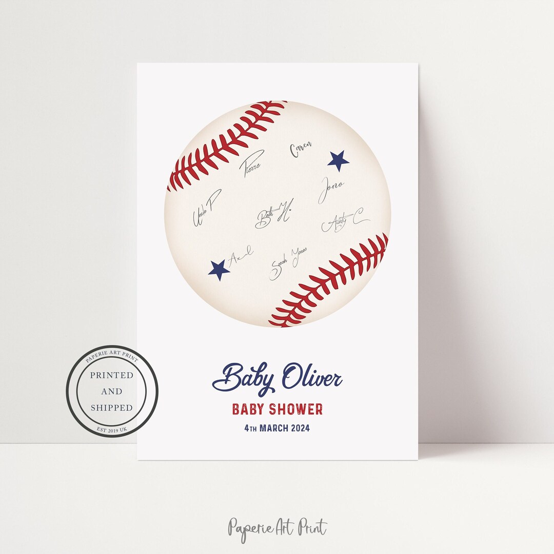 Baby Shower Fingerprint Guest Book | Baseball Baby Shower | Alternative ...