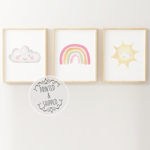 Rainbow Alphabet Sun Nursery Wall Art Set of 3 Printables - Etsy