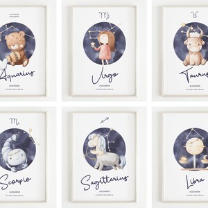 Baby Star Sign Print | Children's Zodiac Print | Birthday Prints ...