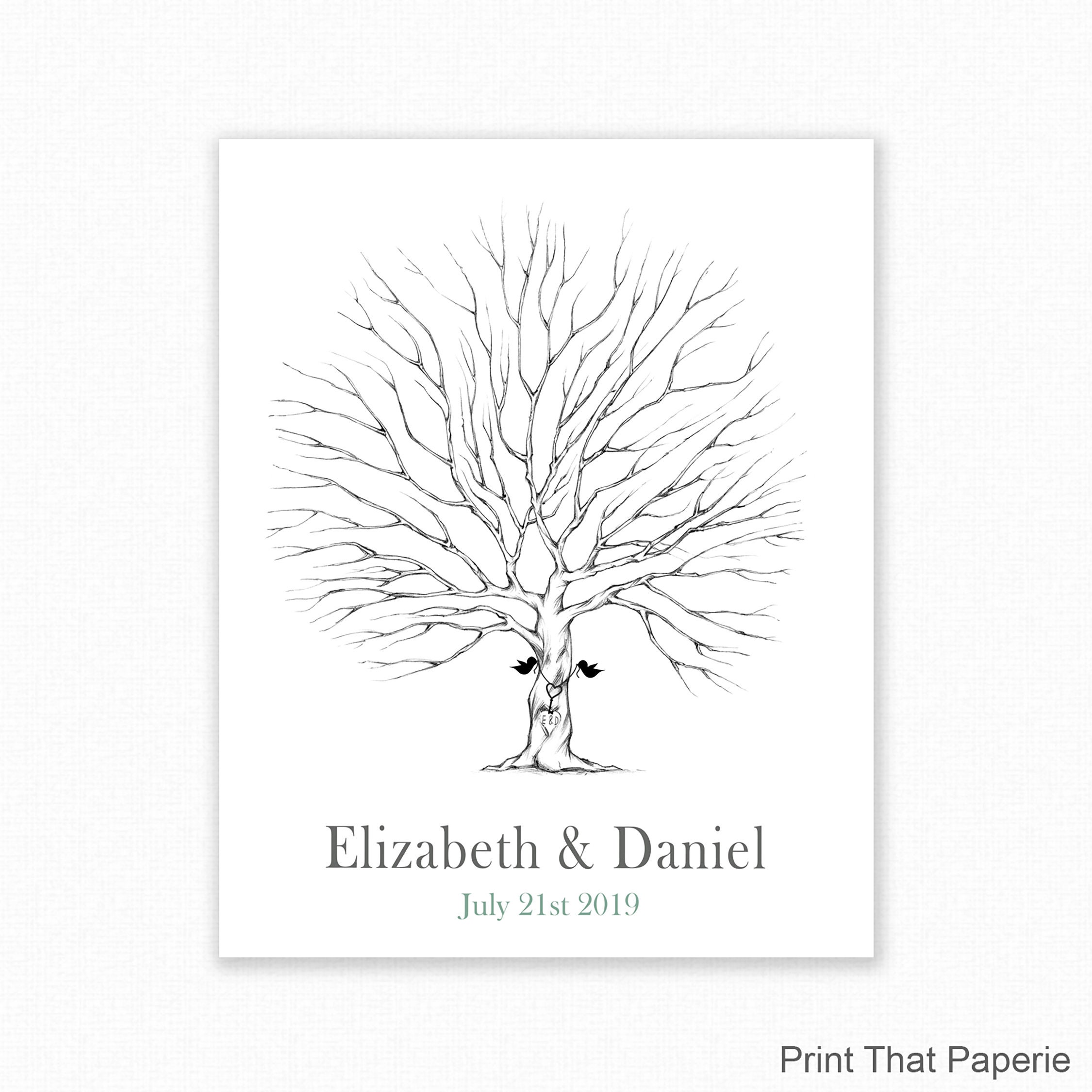 Wedding Fingerprint Tree Wedding Guest Book Thumb Print | Etsy