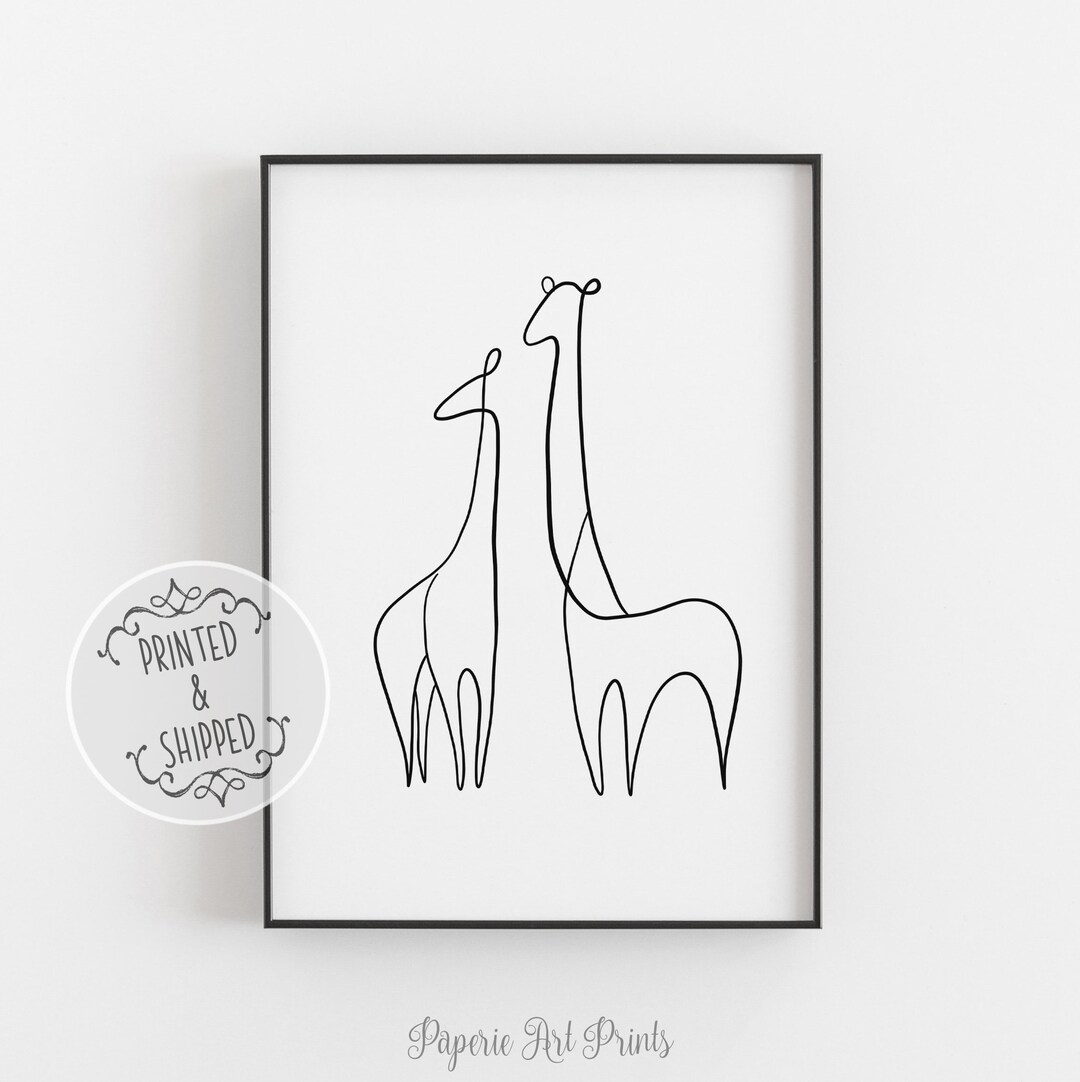 Minimalist Line Drawing | Giraffe Line Art | Wall Decor | Line Drawing ...