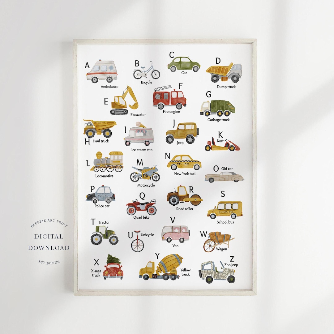 Transport Alphabet Print | Vehicles ABC | Classroom Print | Printable ...