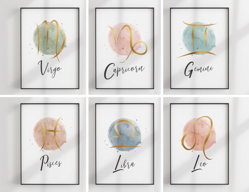 Star Sign Print Zodiac Print Home Decor Birthday Prints | Etsy