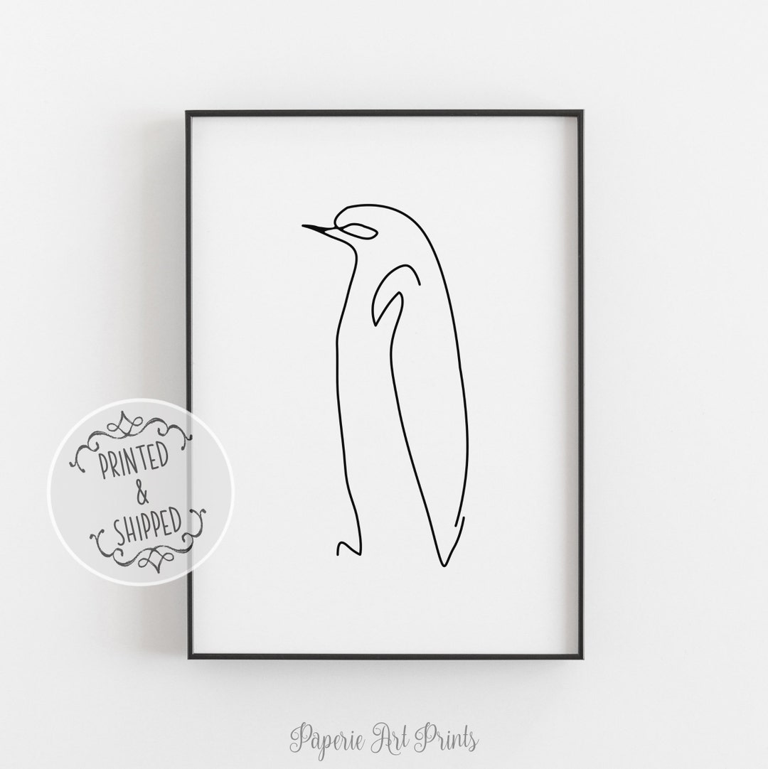 Minimalist Line Drawing | Penguin Line Art | Wall Decor | Line Drawing ...