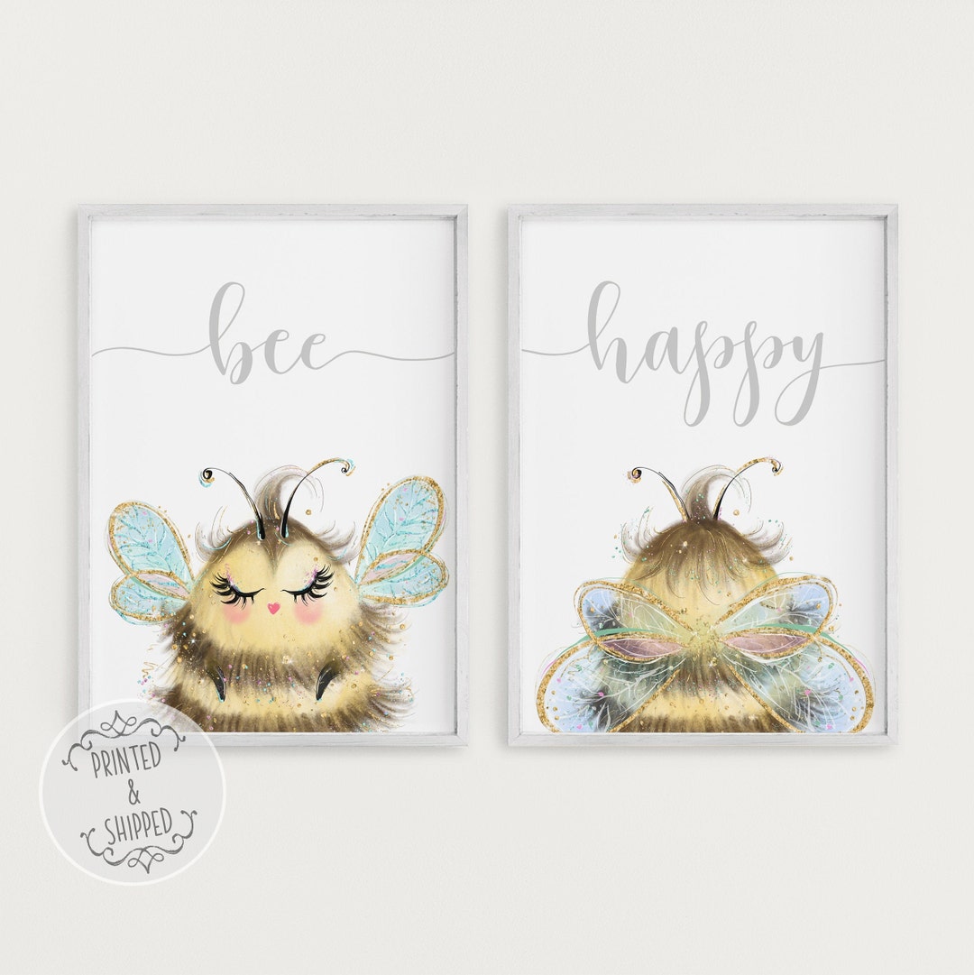 Be Happy Print | Bee Art | Bee Happy Nursery Decor | Nursery Wall Art ...