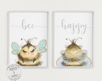 Printable Wall Art Nursery/kids Quote bee Happy 8x10 - Etsy