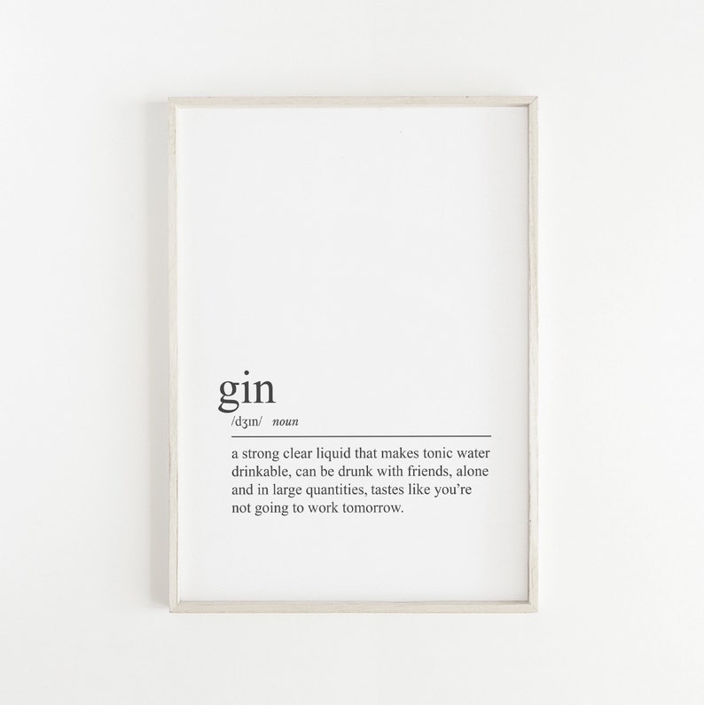 Gin Definition Print Kitchen Art Home Decor Gift Wall - Etsy UK