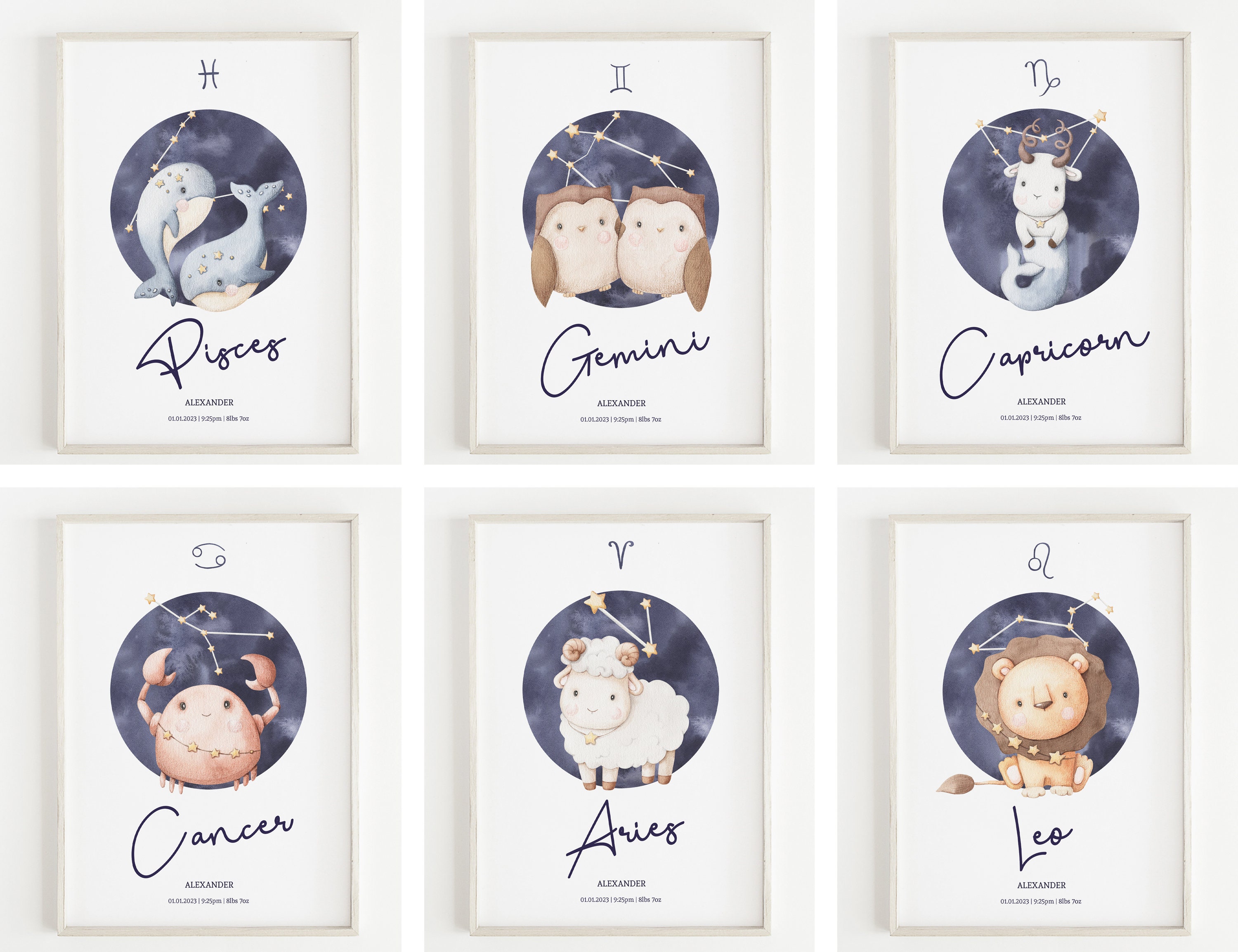 Baby Star Sign Print | Children's Zodiac Print | Birthday Prints ...