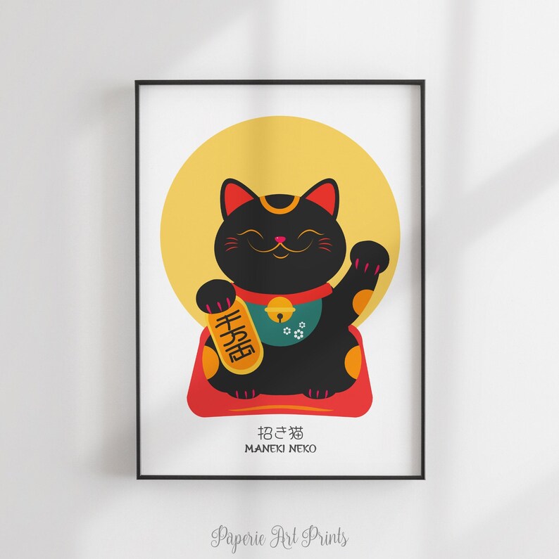 Maneki Neko Print Lucky Cat Wall Art Wall Decor Japanese - Etsy